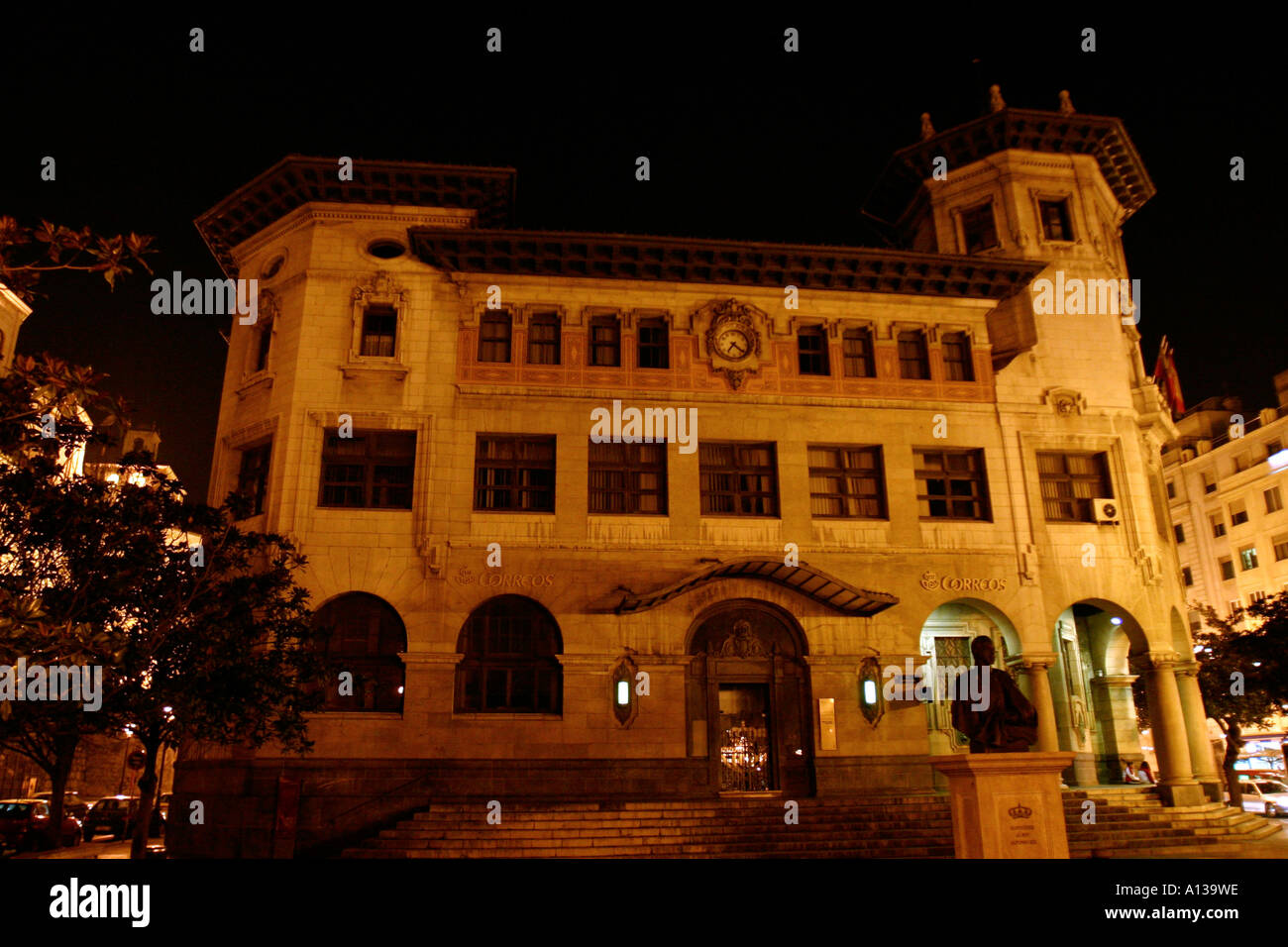 The old town at night Santander Stock Photo - Alamy