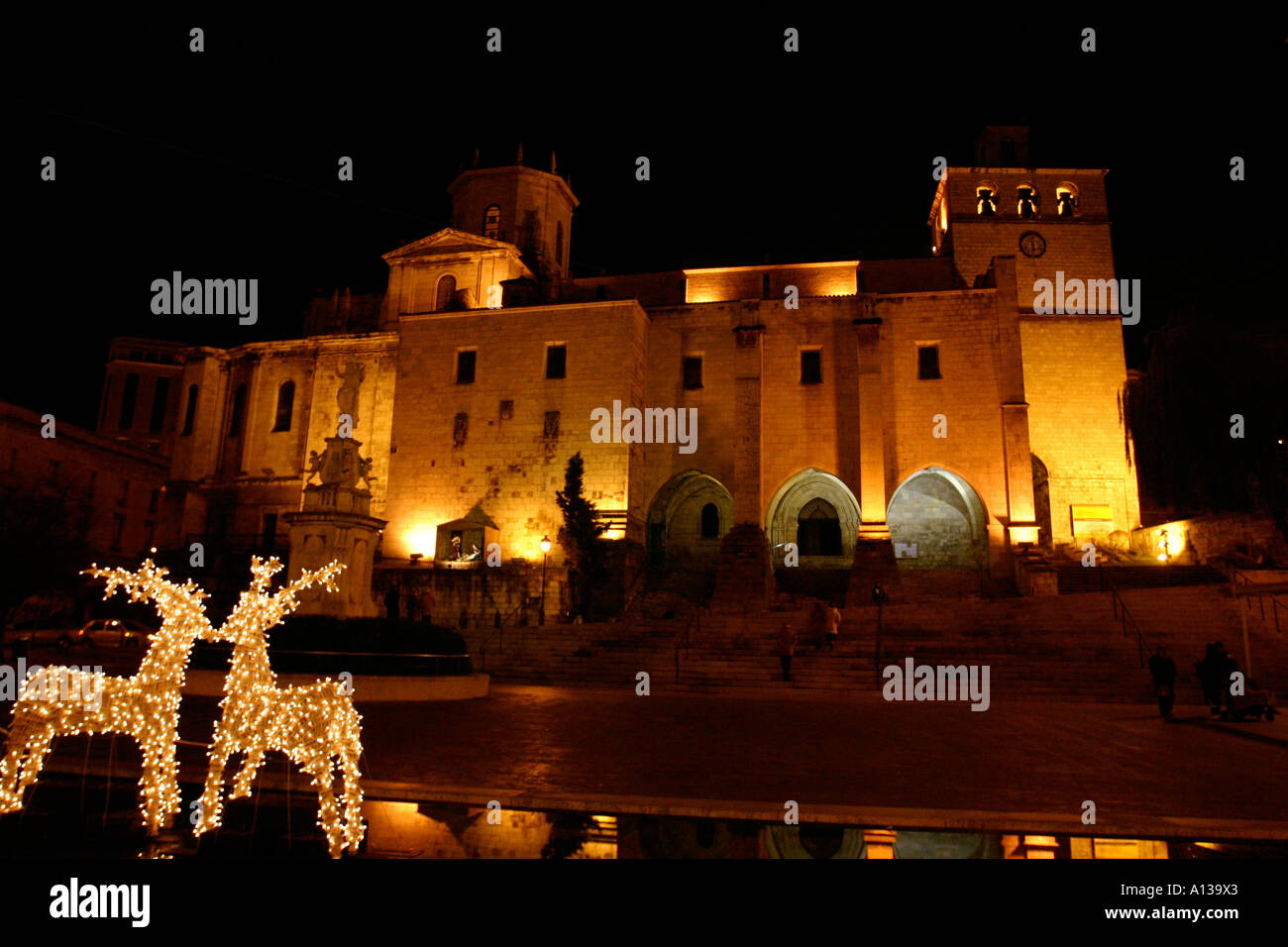 The old town at night Santander Cathedral Stock Photo - Alamy