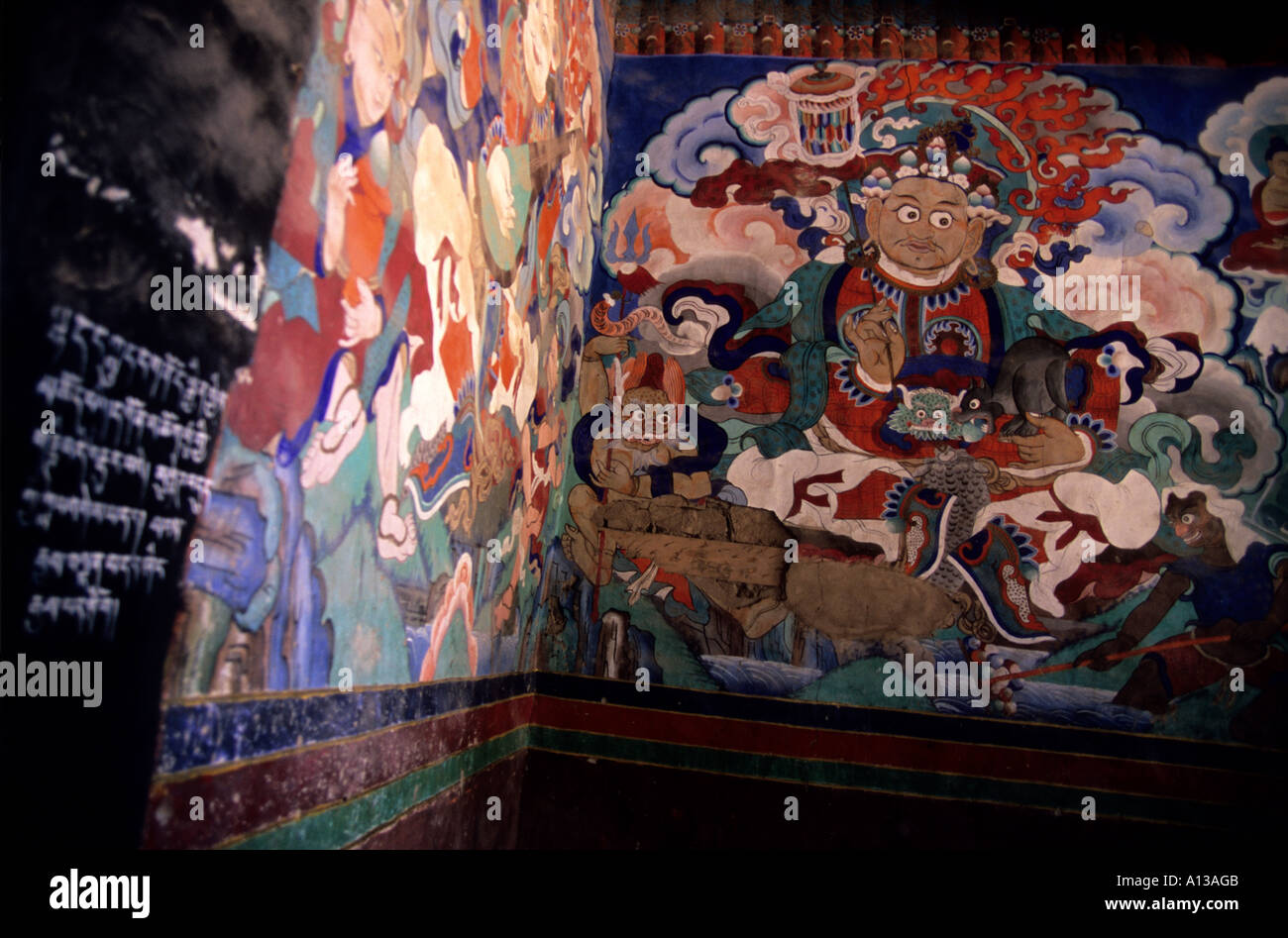 A painting representing buddhism divinity in the Hemis monastery ...