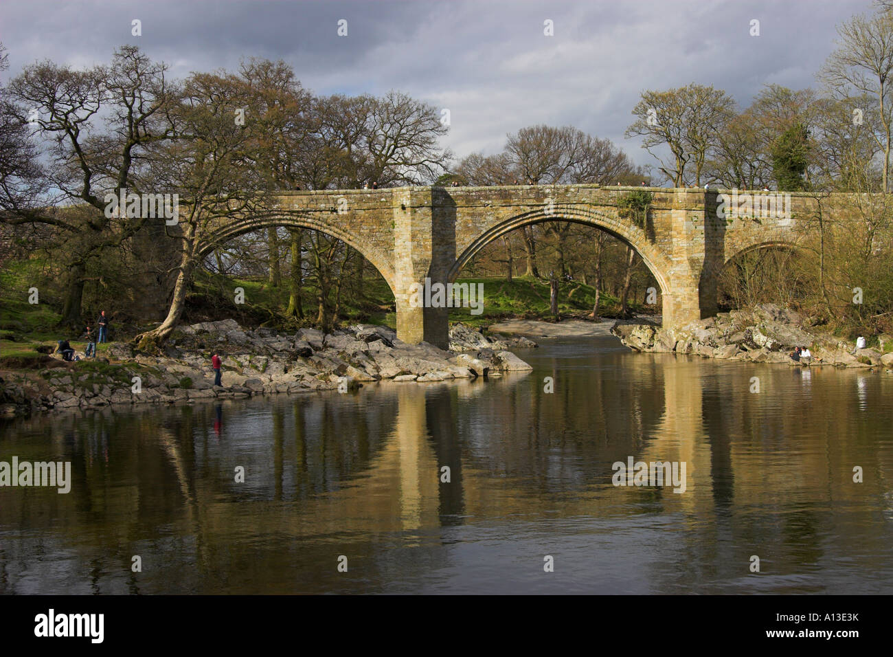 The 12th century Devil's Bridge over the River Lune, Kirkby Lonsdale ...