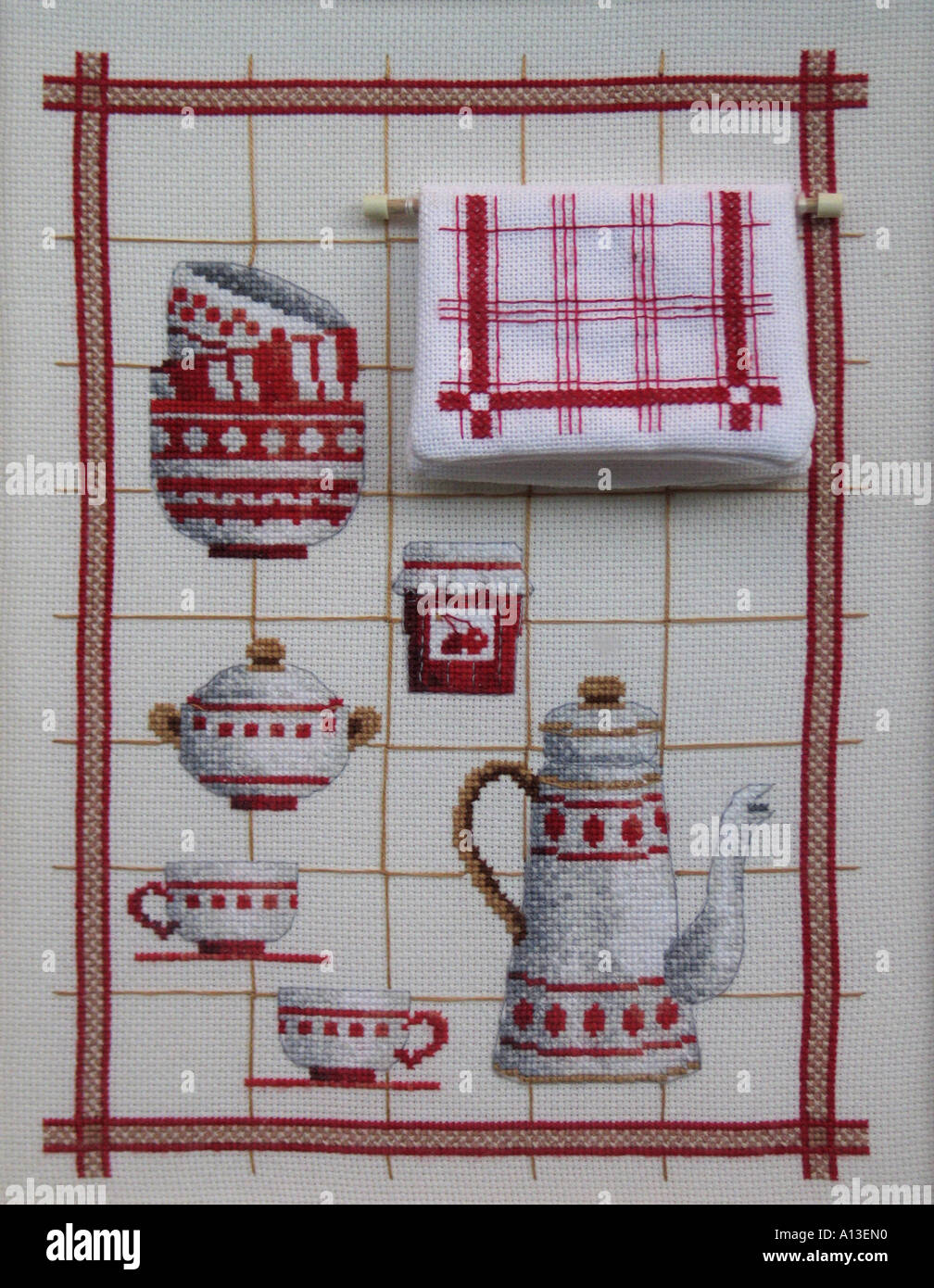 Embroidery with kitchen theme Stock Photo - Alamy