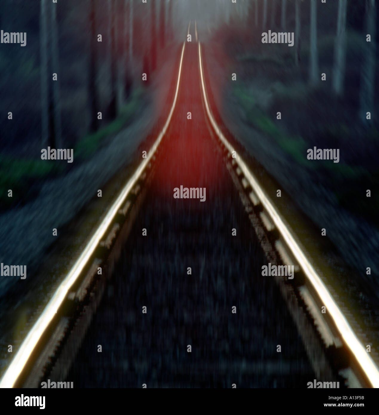 lens flare on railway tracks Stock Photo - Alamy
