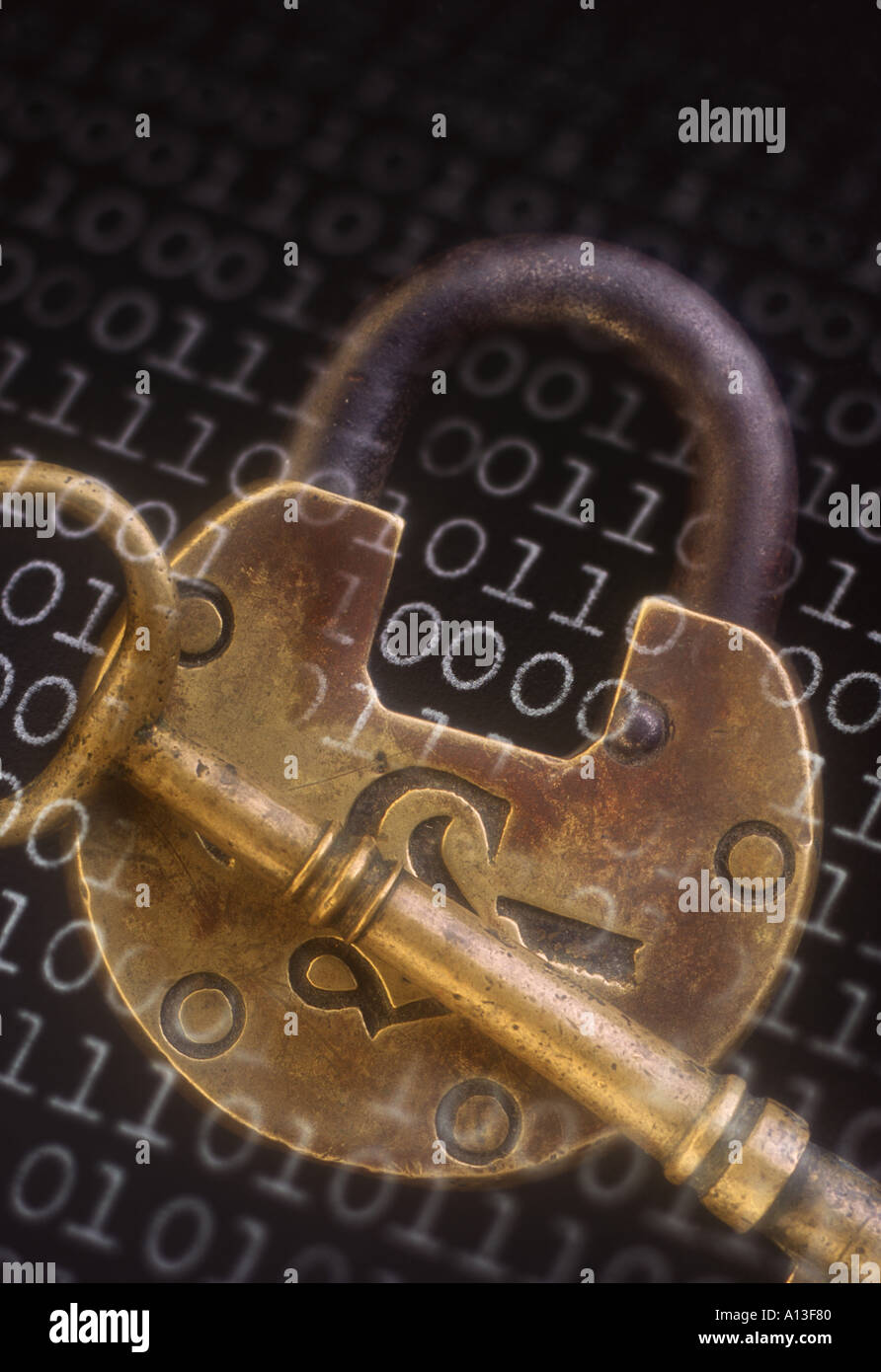 lock and key with binary code Stock Photo - Alamy