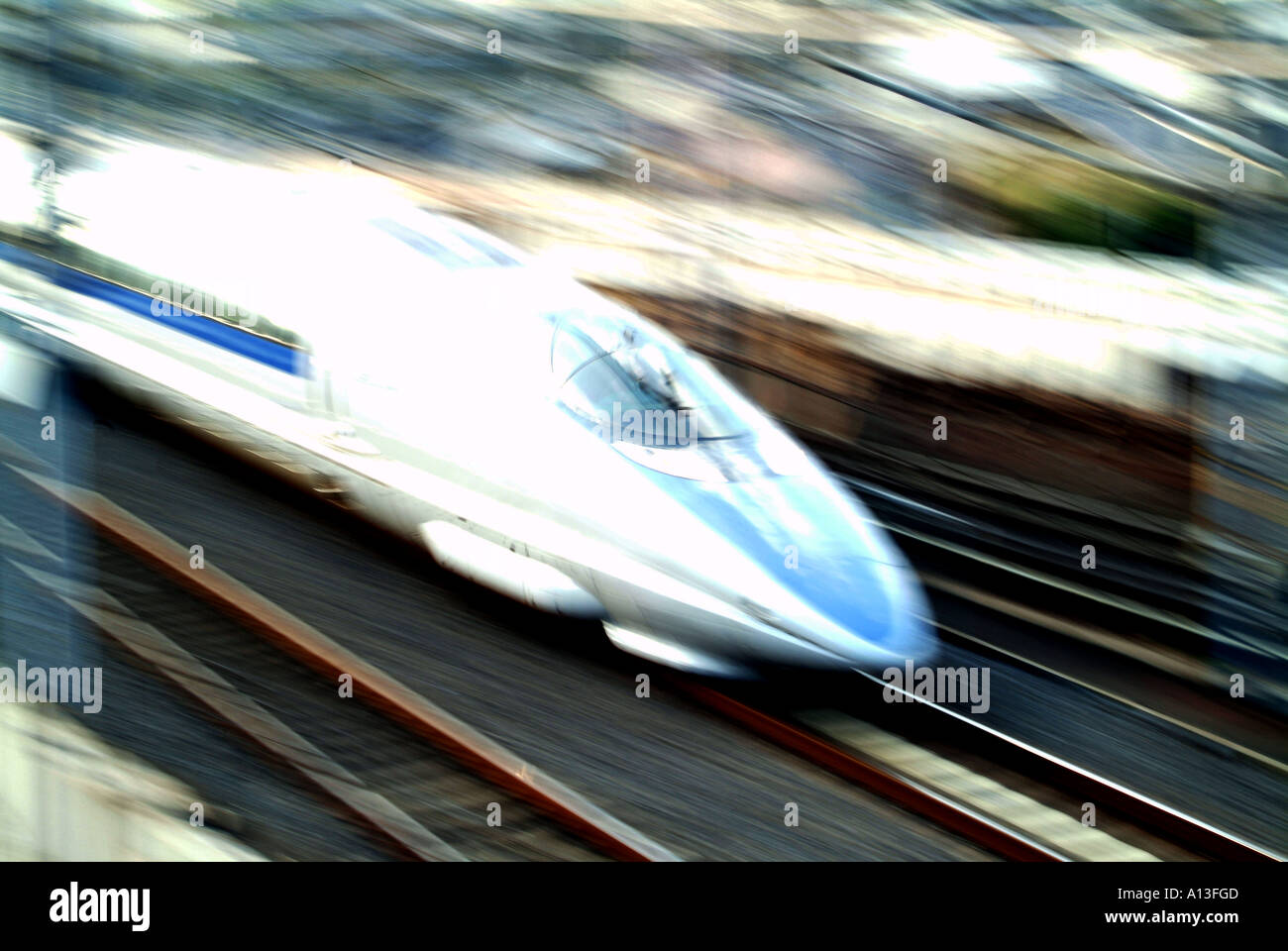 Shinkansen at speed image Kyoto Japan Stock Photo - Alamy