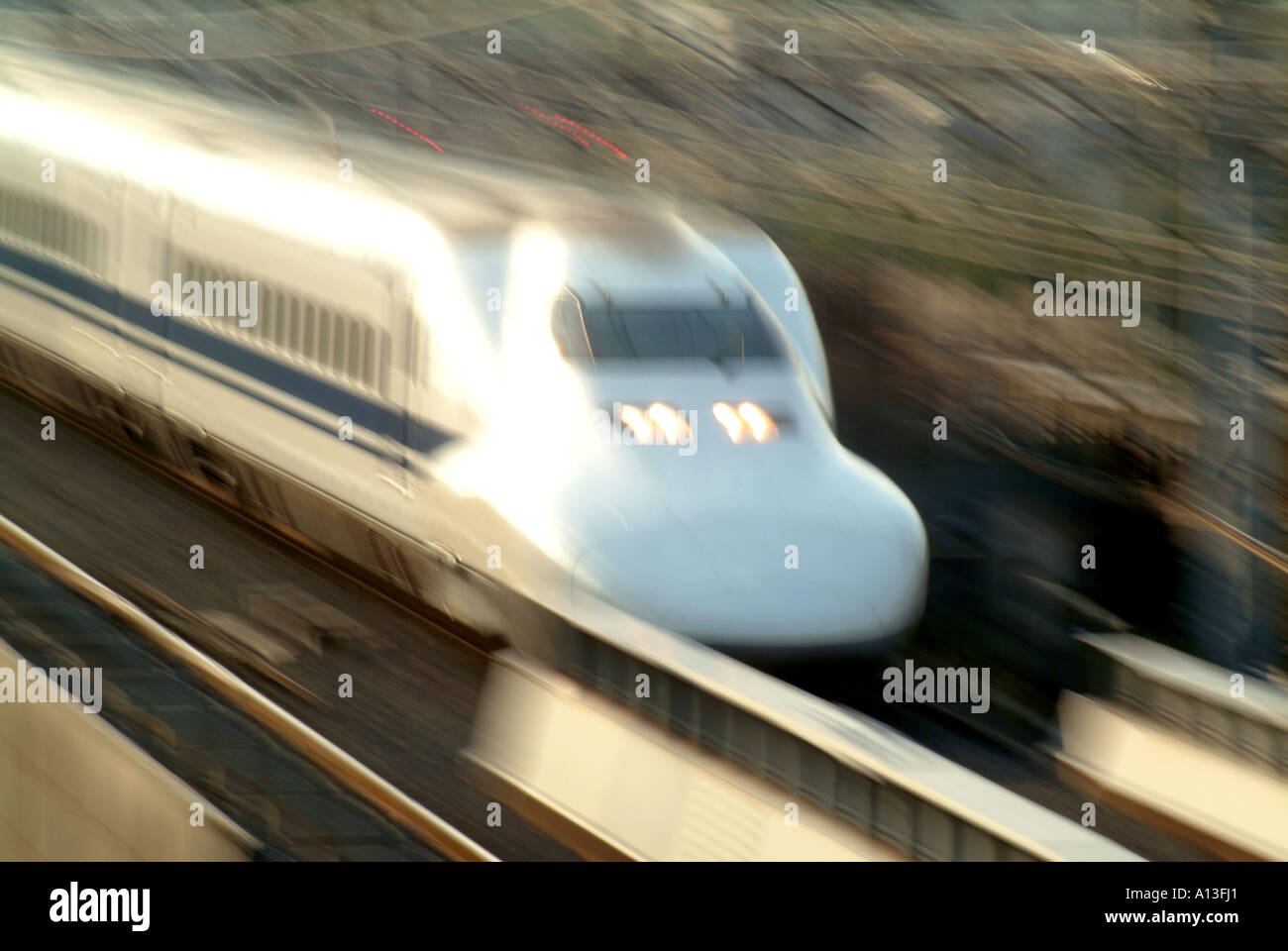 Shinkansen at speed image Kyoto Japan Stock Photo - Alamy