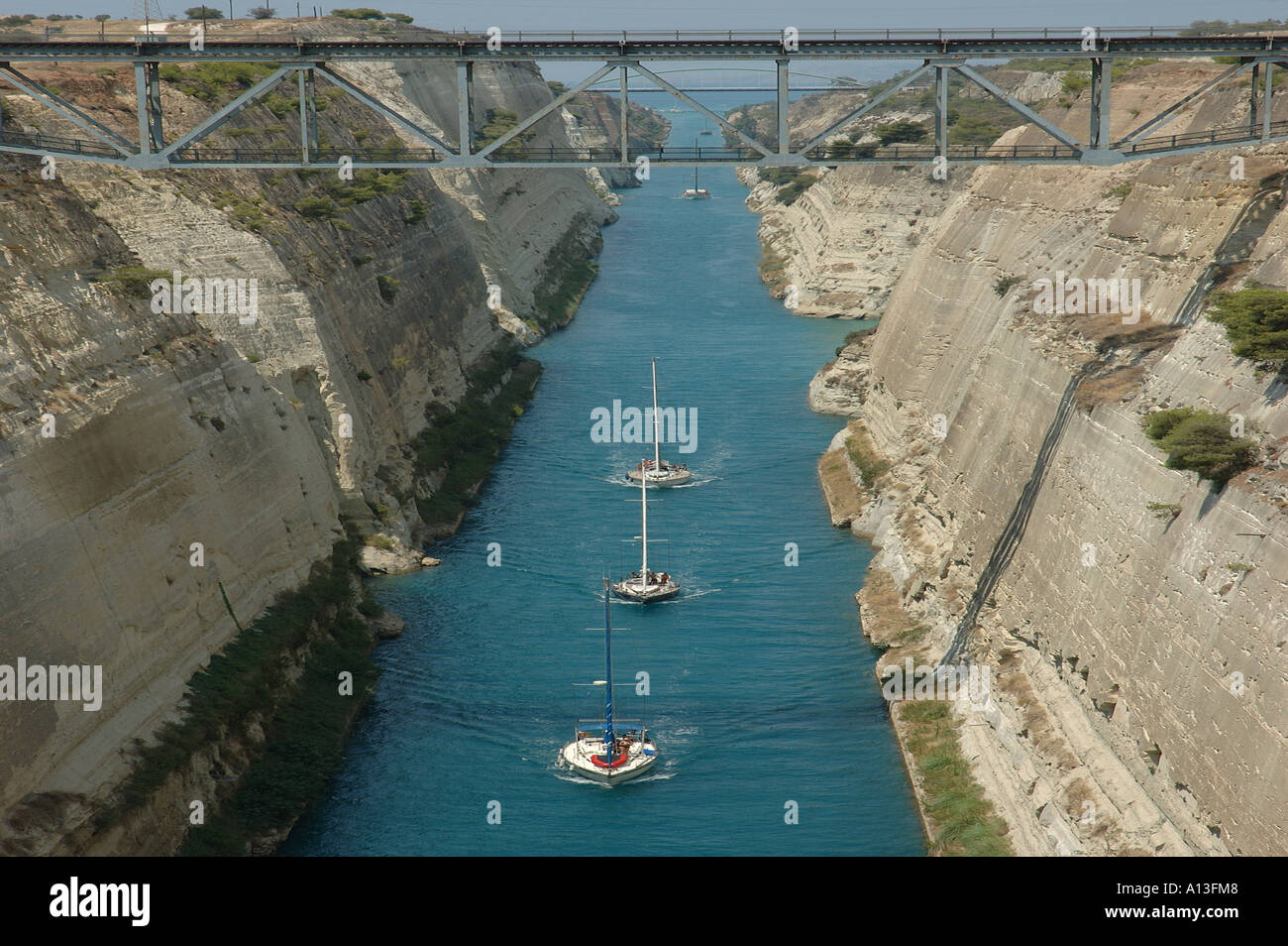 Corinth canal from bridge corinth hi-res stock photography and images ...