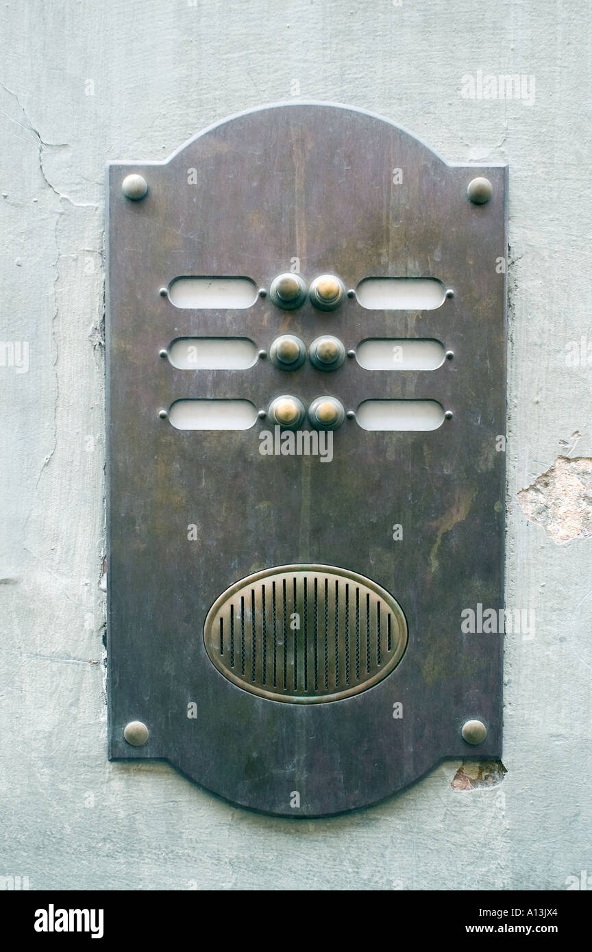 entry intercom on white wall Stock Photo - Alamy