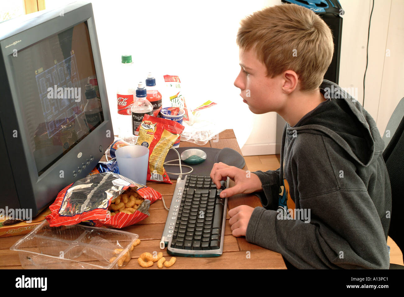 teenager at the pc Stock Photo - Alamy