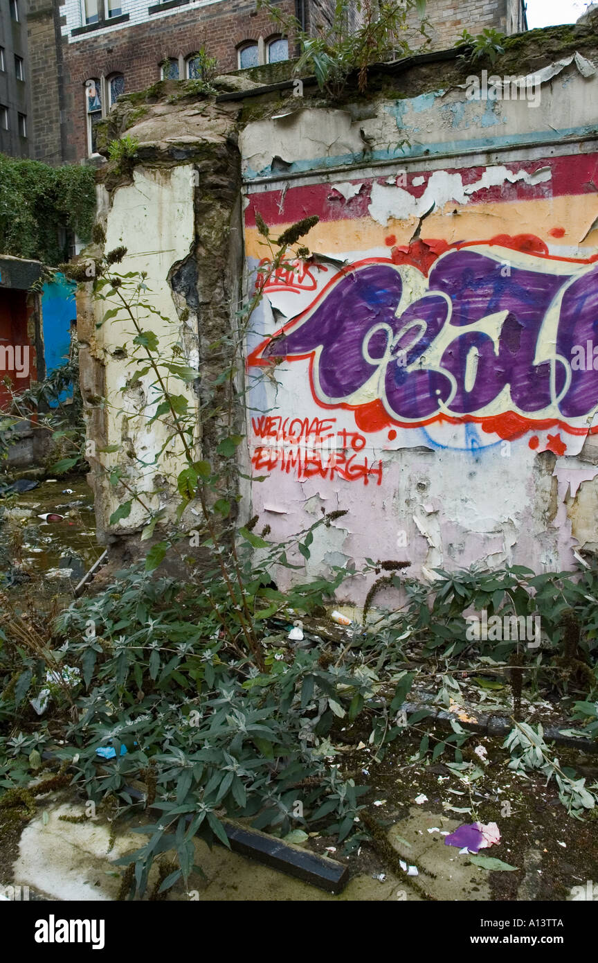Welcome to Edinburgh grafitti on a derelict building Stock Photo - Alamy