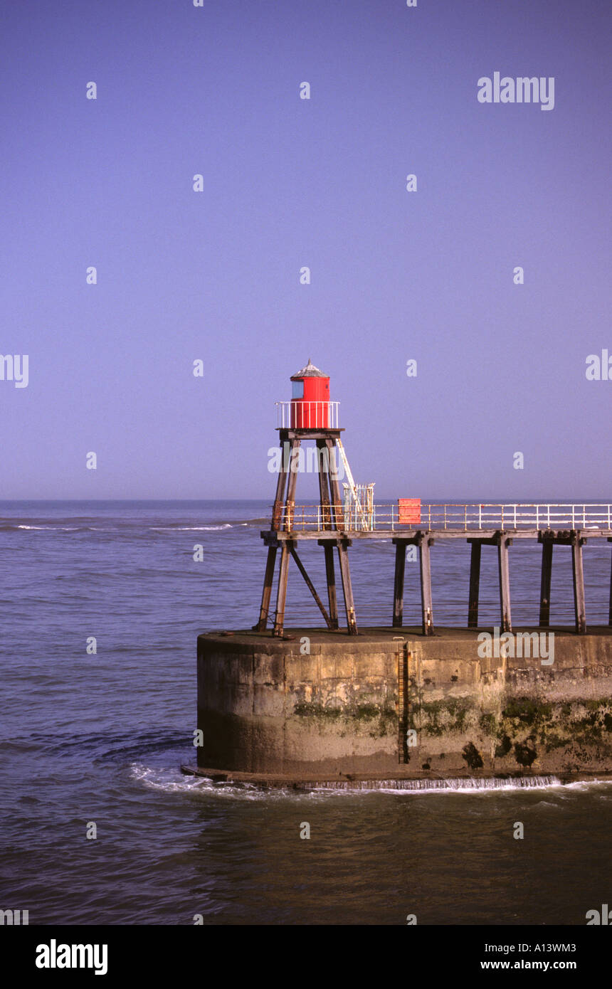 Beacon at Whitby pier Harbour North Yorkshire England UK United Kingdom ...
