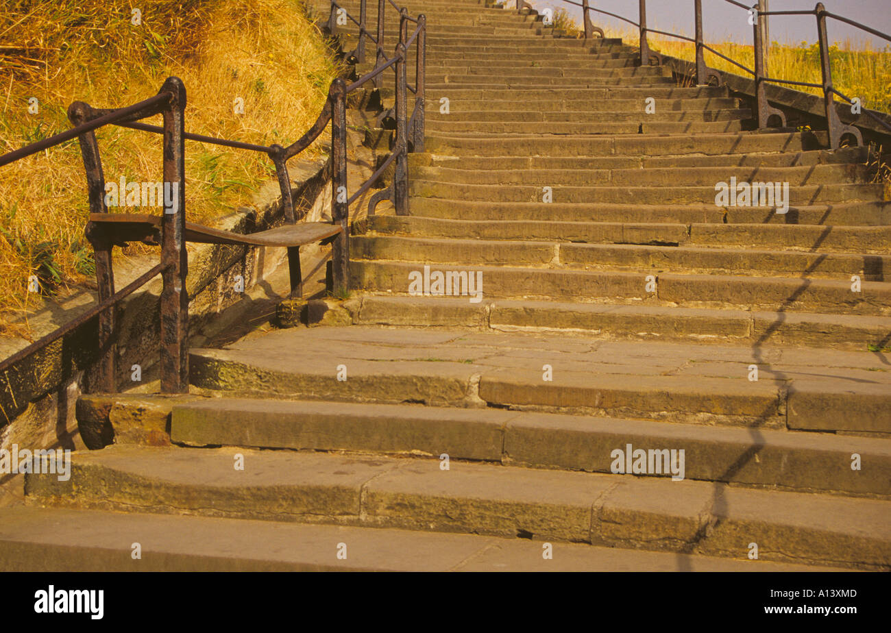 Coffin rest seat on the 199 steps from St Marys Church Whitby North ...
