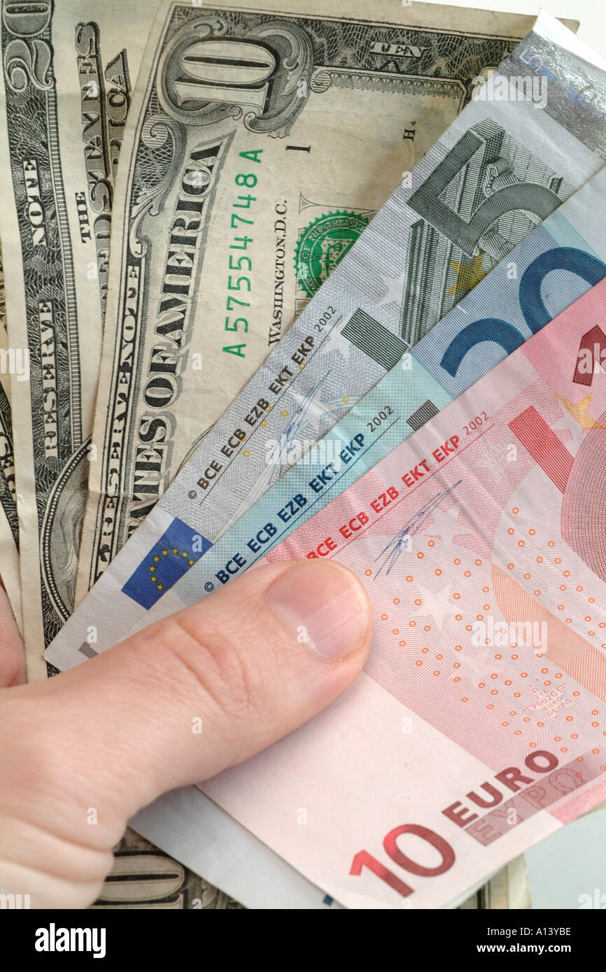 currency bank note euro und dollar Stock Photo - Alamy