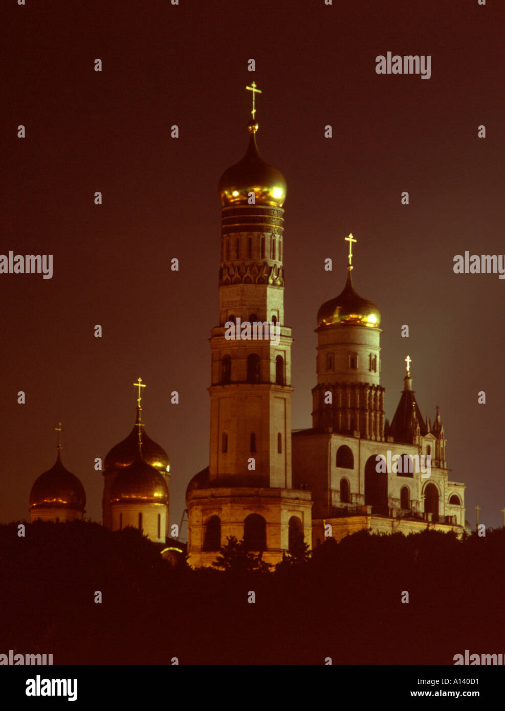 Russia Moscow Kremlin towers at night Stock Photo - Alamy