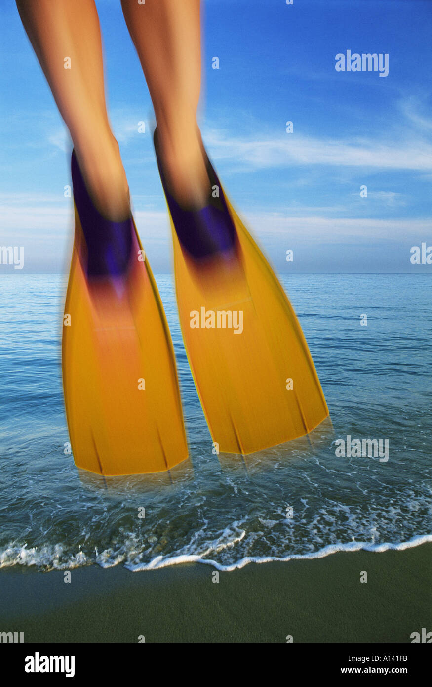 WOMAN JUMPING UP WITH SNORKELLING ON BEACH Stock Photo - Alamy