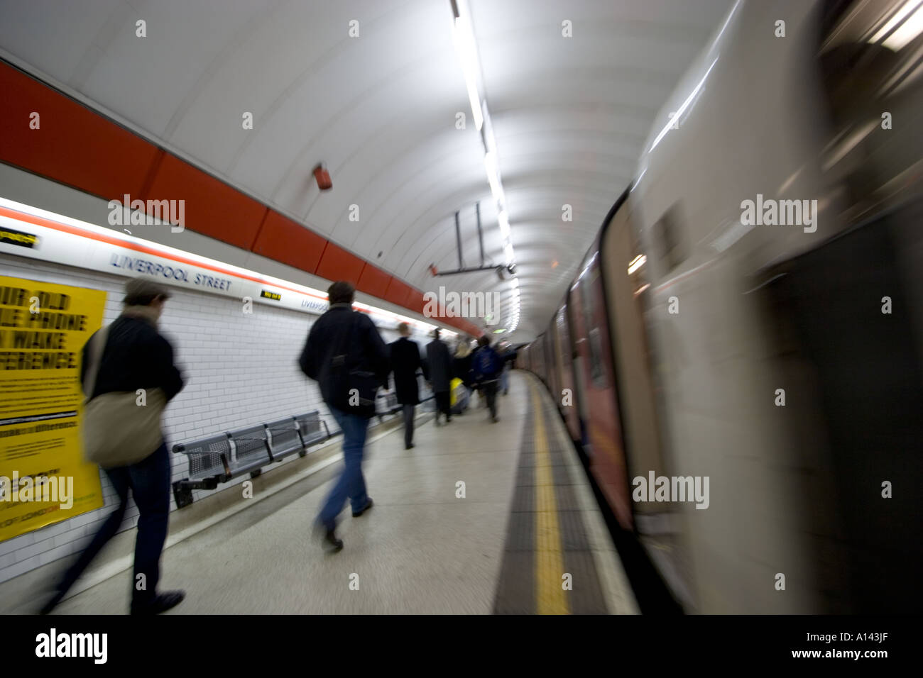London underground tube network passengers commuters and tube train in ...