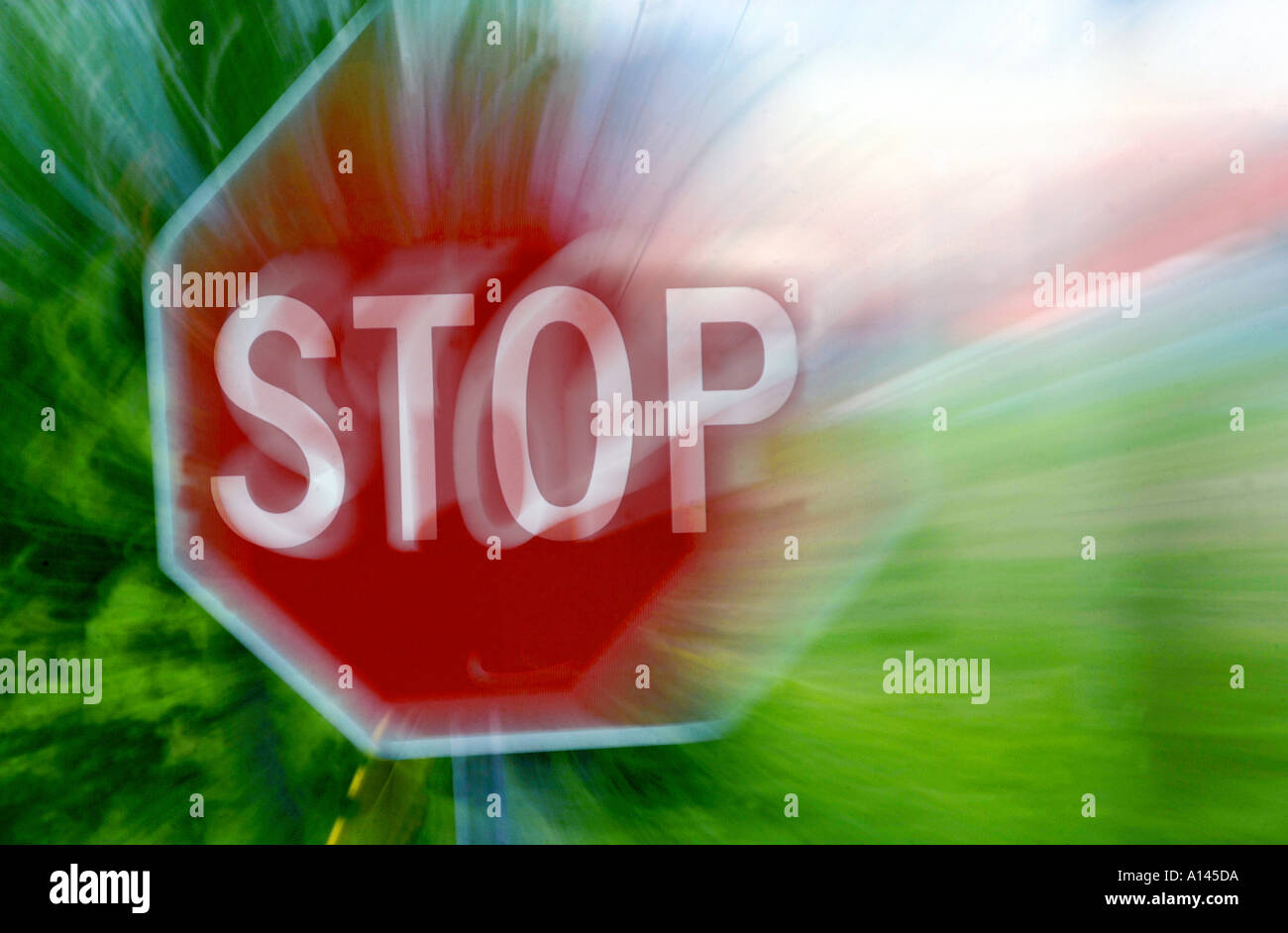 Stop Sign approaching Stock Photo - Alamy