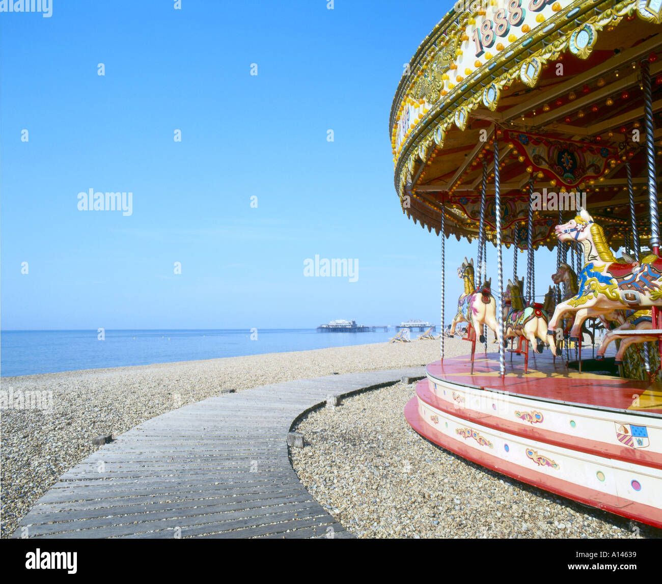 Brighton pier carousel horses hi-res stock photography and images - Alamy