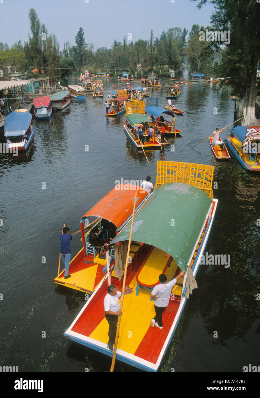 Mexico City Mexico Xochimilco trajineras on the canal Stock Photo - Alamy