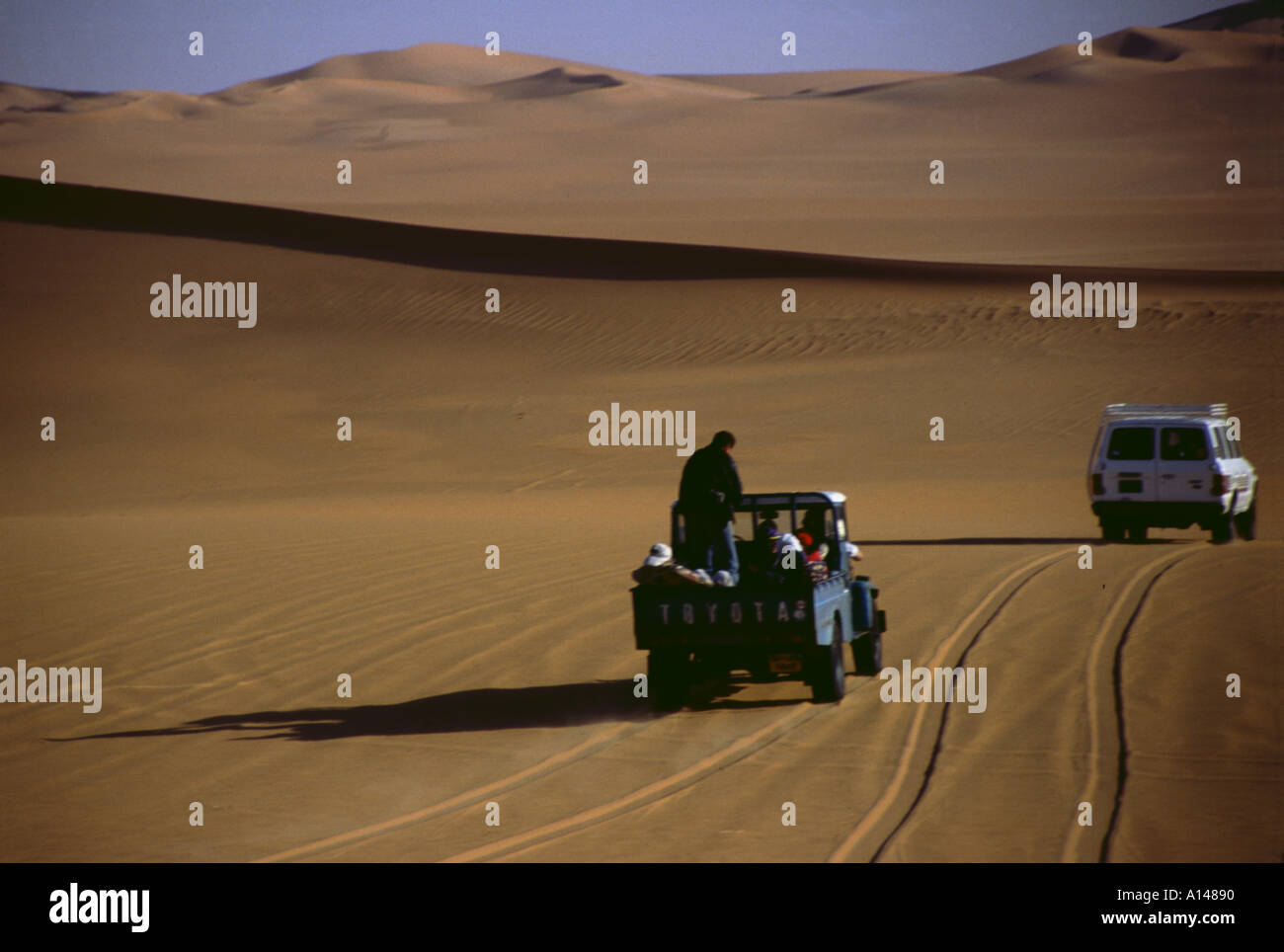 Libya Jeeps on a dirt road desert road desert sand four wheel driving ...