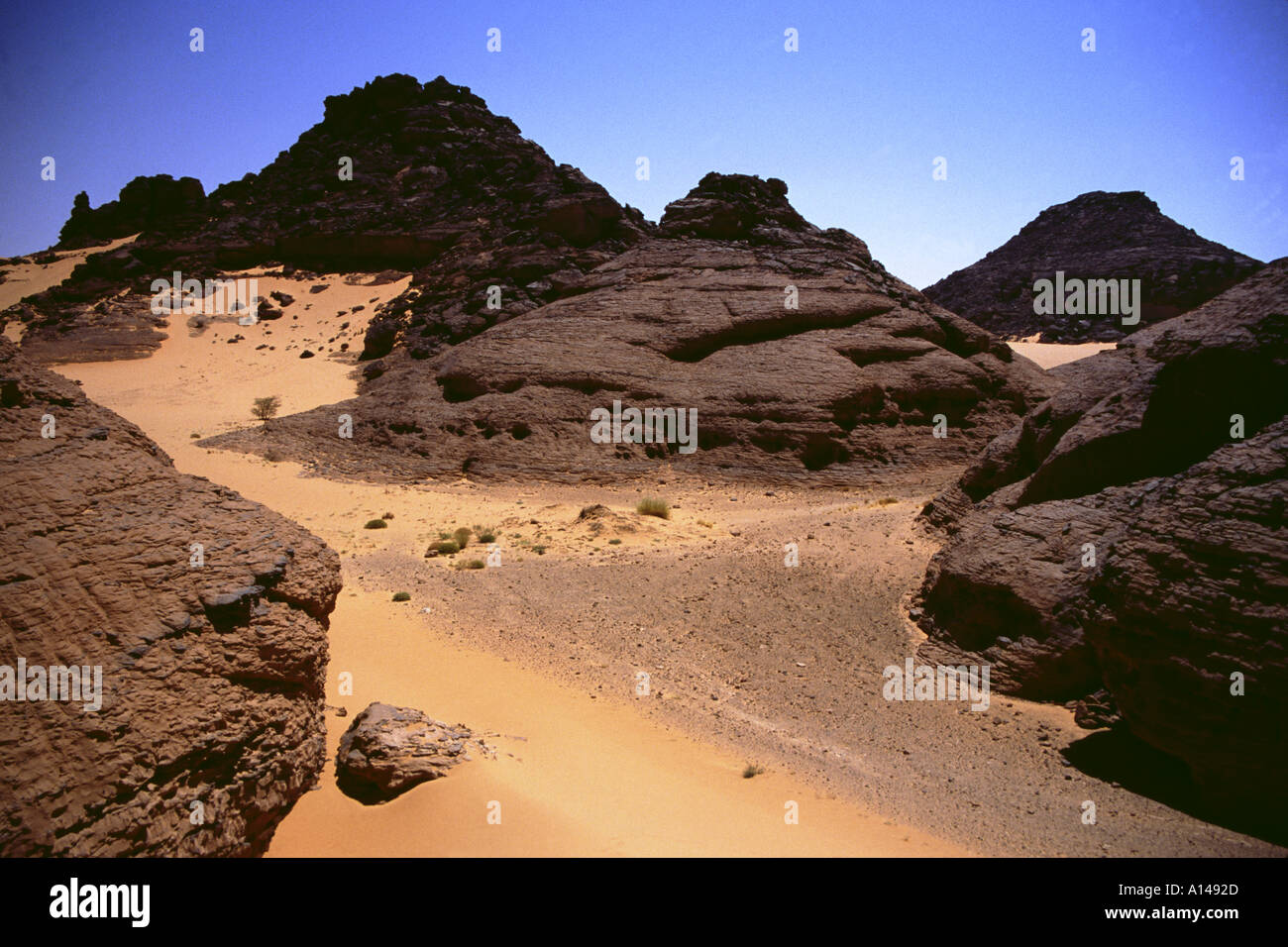 Libya desert Sahara at the Akakus mountains South of Libya Stock Photo ...
