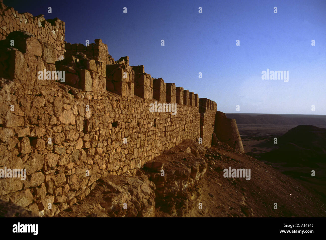 Libya desert Sahara the defense wall of the historic roman fort Gariyat ...