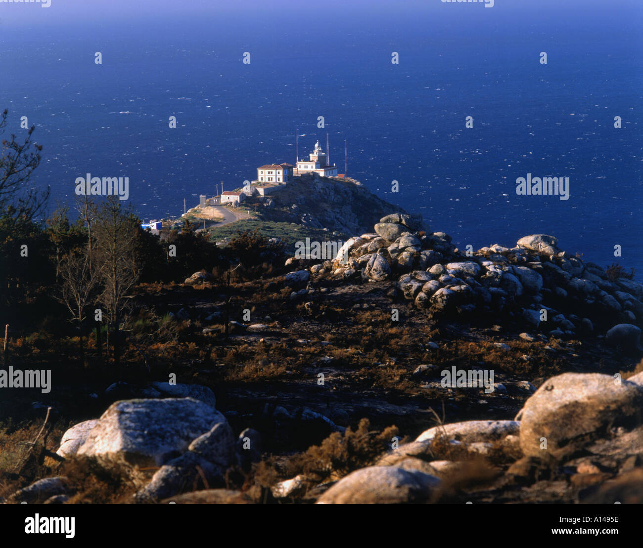 Spain Galicia lighthouse at the Cabo Fisterra Stock Photo - Alamy