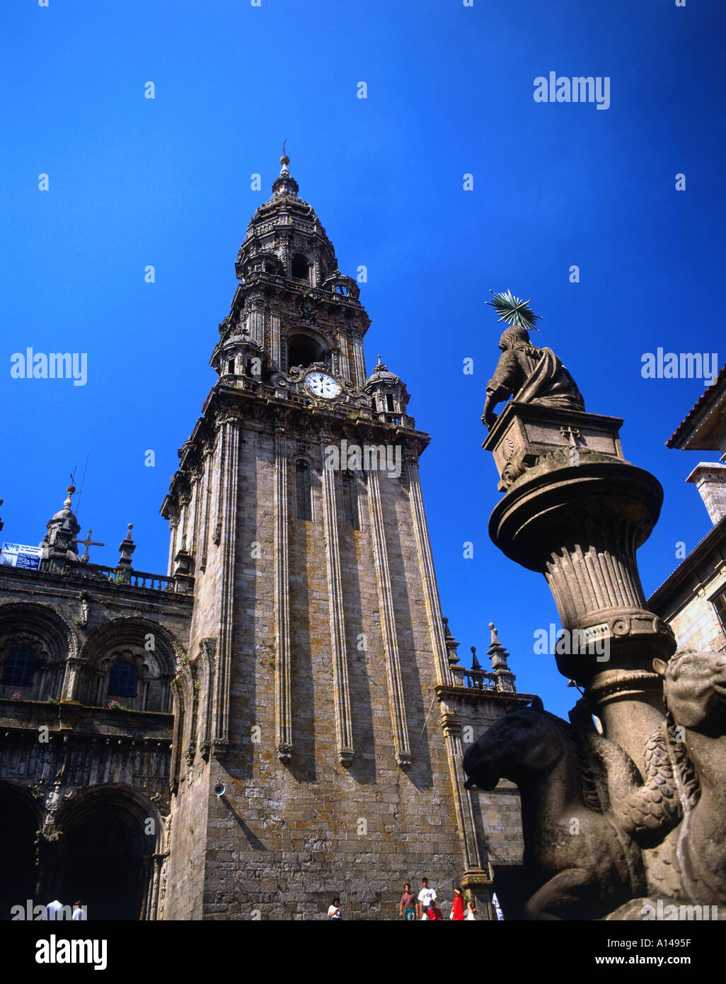 Spain Galicia Santiago de Campostela church monastery statue of the ...