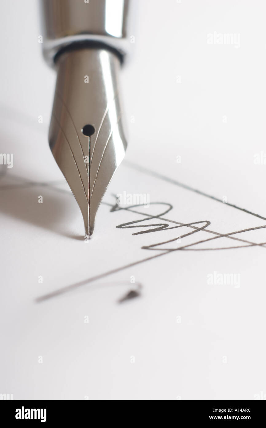 Pen & Signature, vertical format Stock Photo - Alamy
