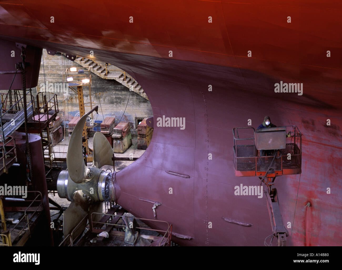 Shipyard Works Astano El Ferrol Galicia Spain Stock Photo - Alamy