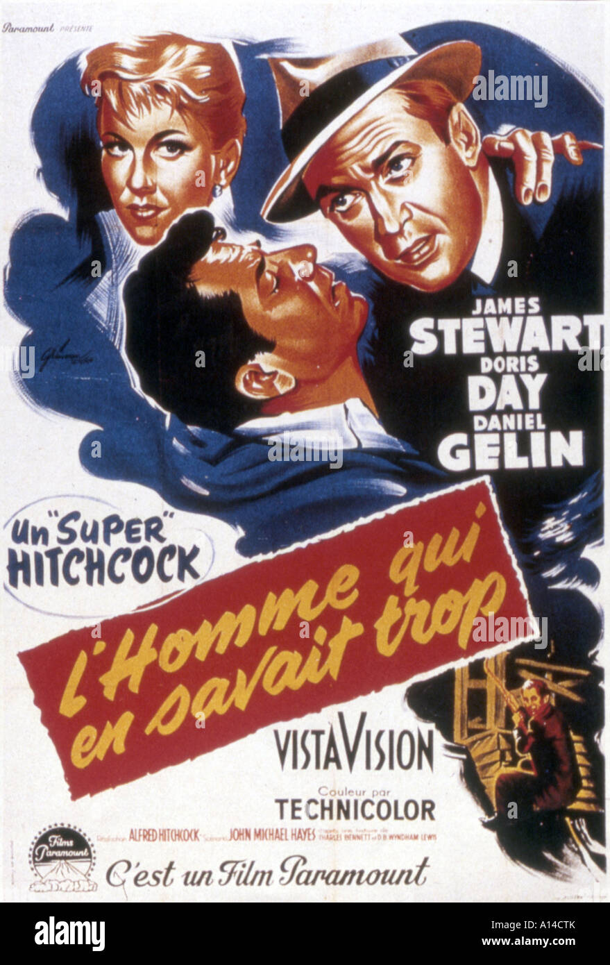 The man who knew too much 1956 Alfred Hitchcock Movie poster Stock ...