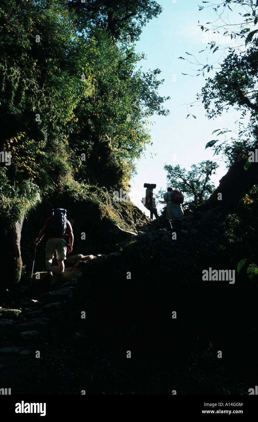 Climbers move up a path, Himalayas, Nepal, Asia Stock Photo - Alamy