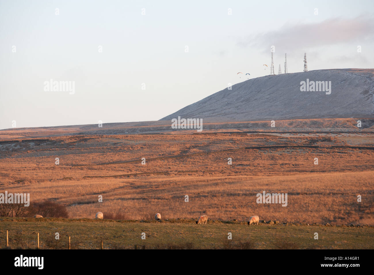 distant hang gliders rising on thermal currents Stock Photo - Alamy