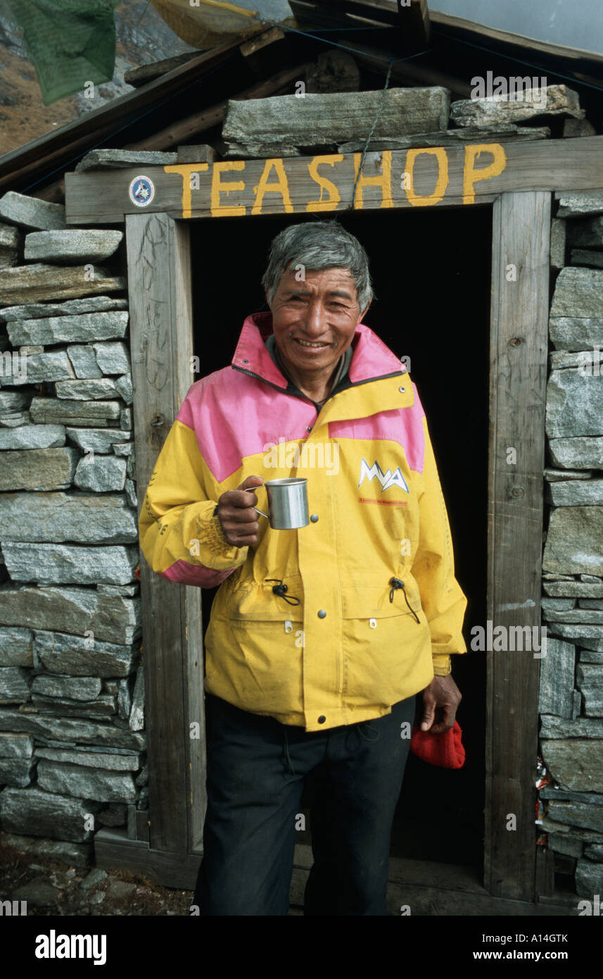 A mountain porter outside tea shop, Mera Peak, Nepal Stock Photo - Alamy