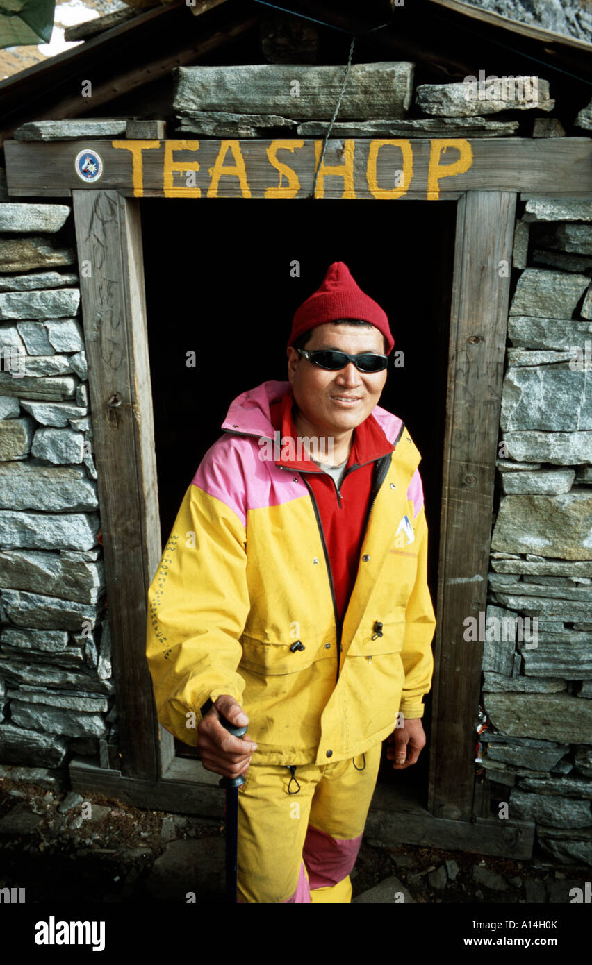 A mountain porter outside tea shop, Mera Peak, Nepal Stock Photo - Alamy
