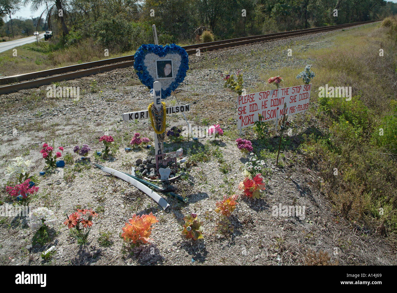 Roadside memorial for a young woman killed by a drunk driver who ran a ...
