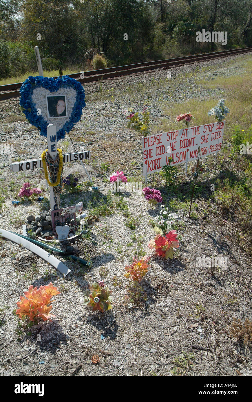 Roadside memorial for a young woman killed by a drunk driver who ran a ...