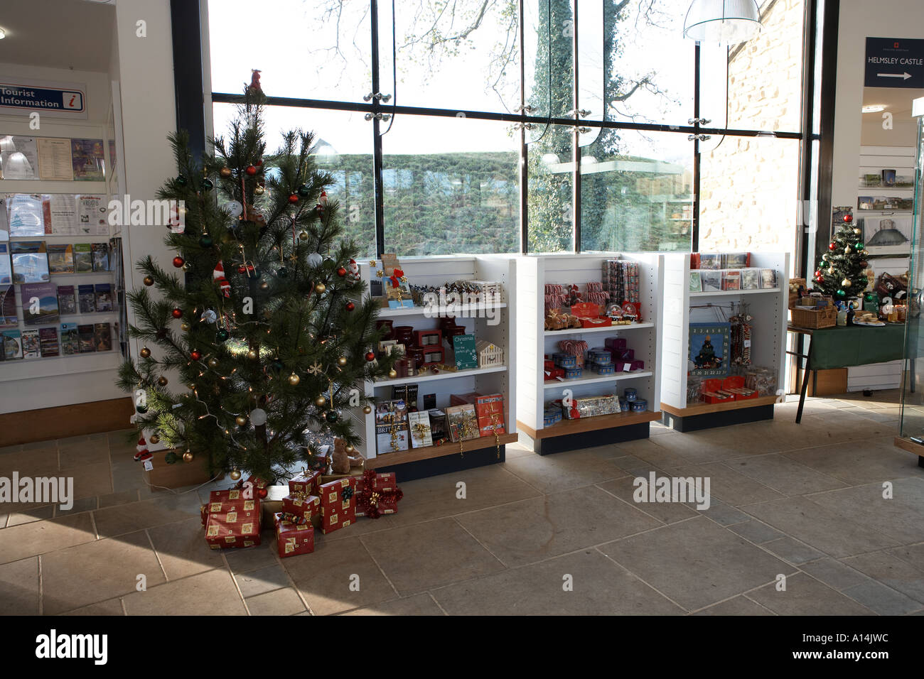Helmsley Castle visitor centre and shop at Christmas Stock Photo - Alamy