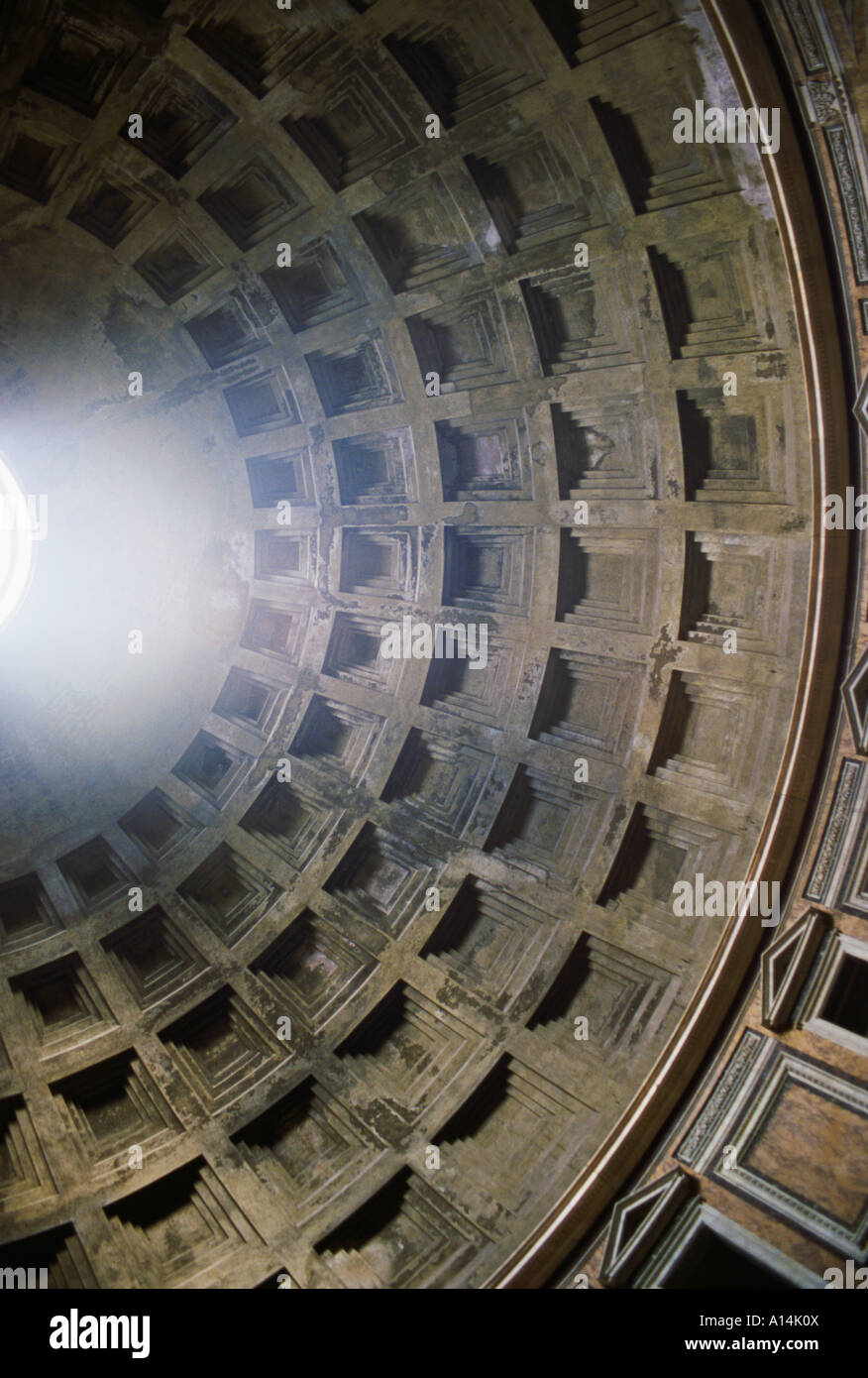 Light shining through dome of Pantheon ceiling Rome Italy Stock Photo ...