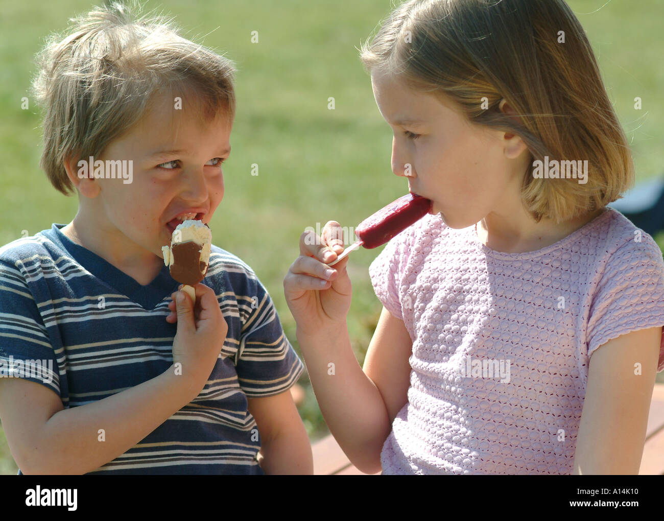 children eating ice cream Stock Photo - Alamy