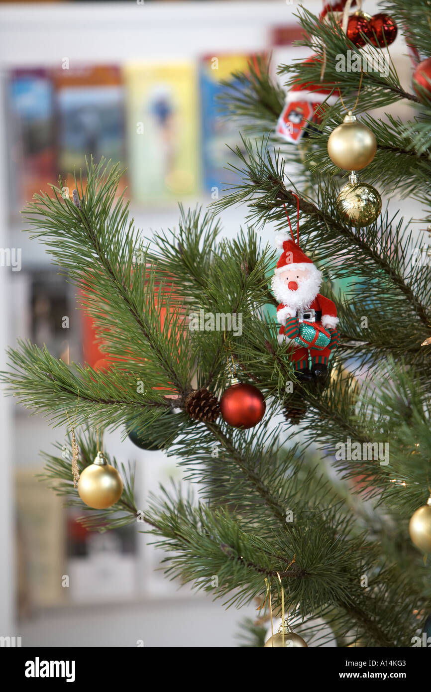 Helmsley Castle christmas Christmas tree with baubles Stock Photo - Alamy
