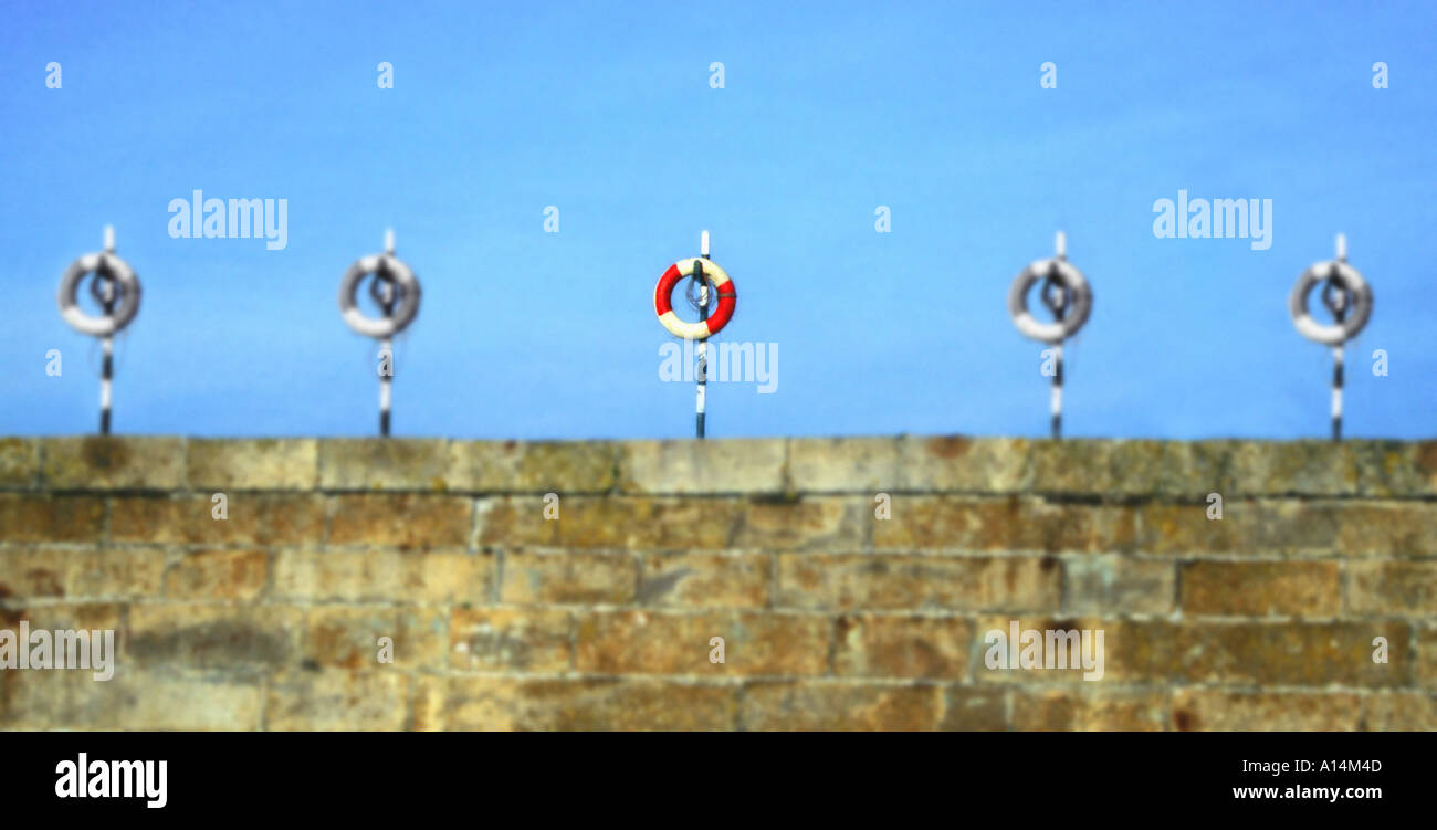 Five Life Rings in a row Stock Photo - Alamy