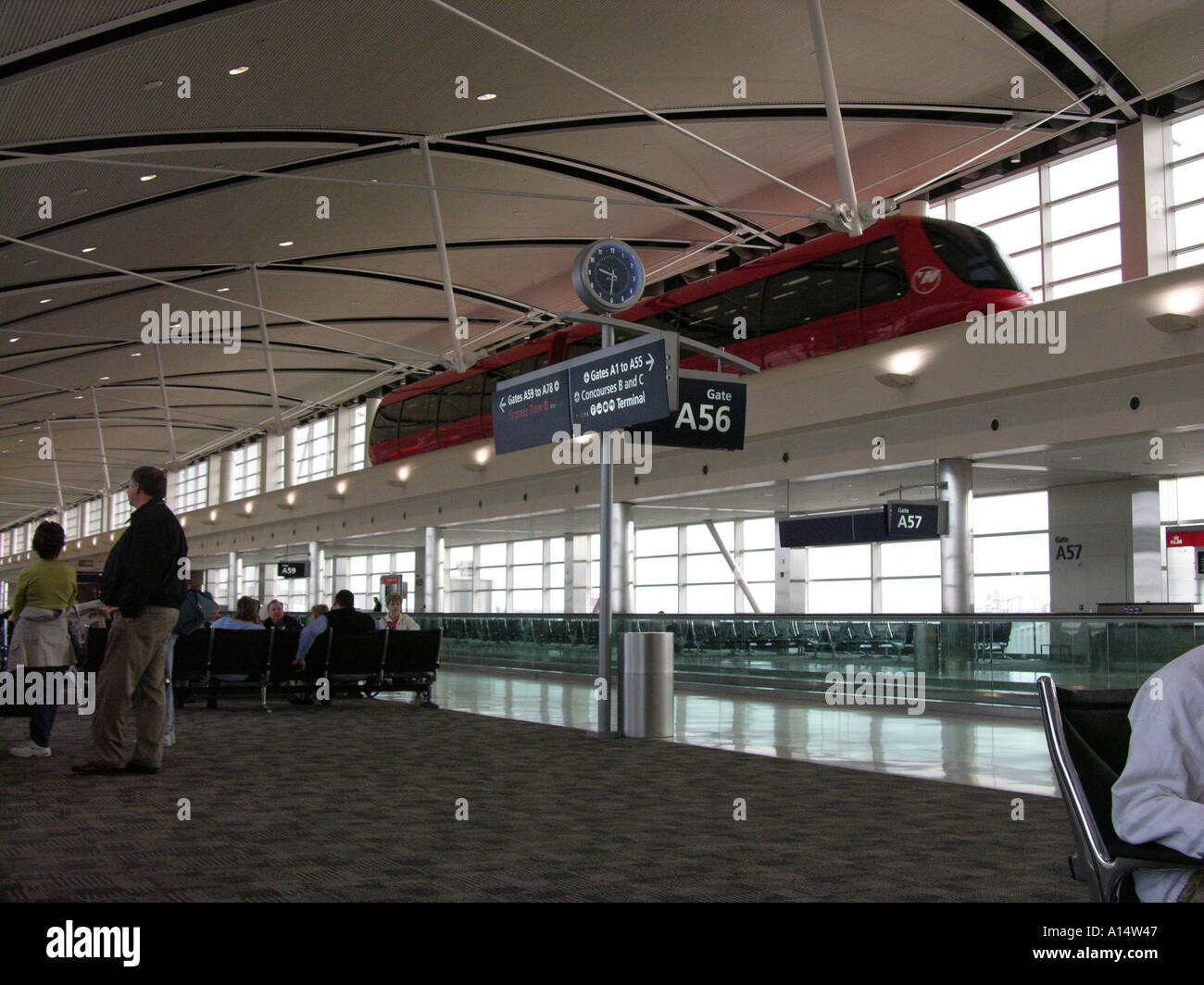 Monorail transports passengers between mail terminal and aircraft ...