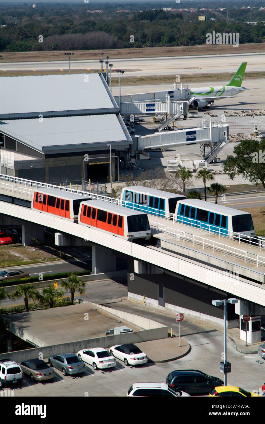 Monorail system transports passengers between main terminal and ...