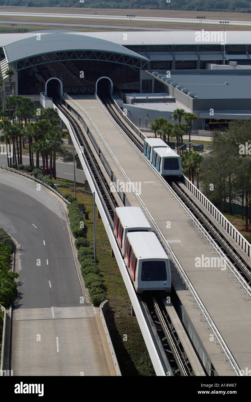 Monorail system transports passengers between main terminal and ...