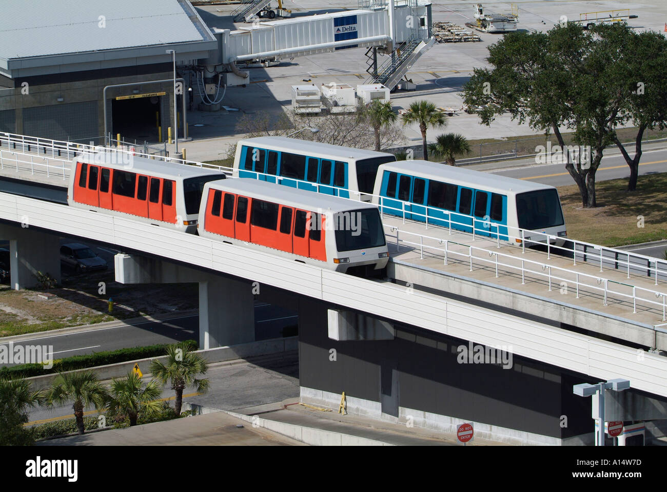 People mover Monorail system transports passengers between main ...