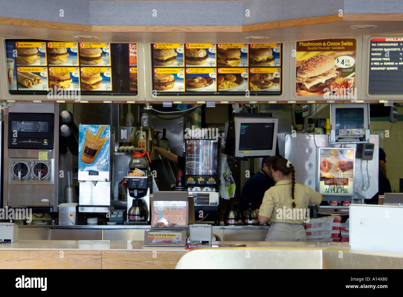 Patrons order food from a fast food chain Stock Photo - Alamy