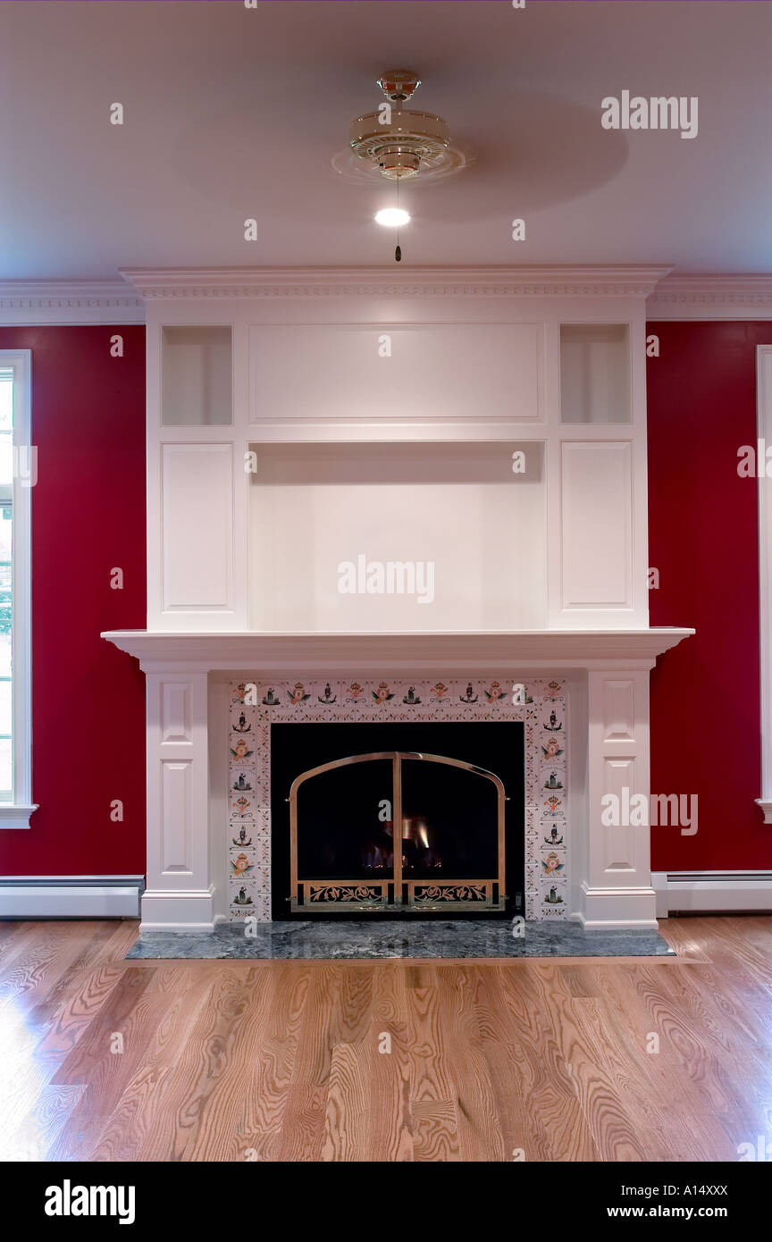 Fireplace In Empty Room Stock Photo - Alamy
