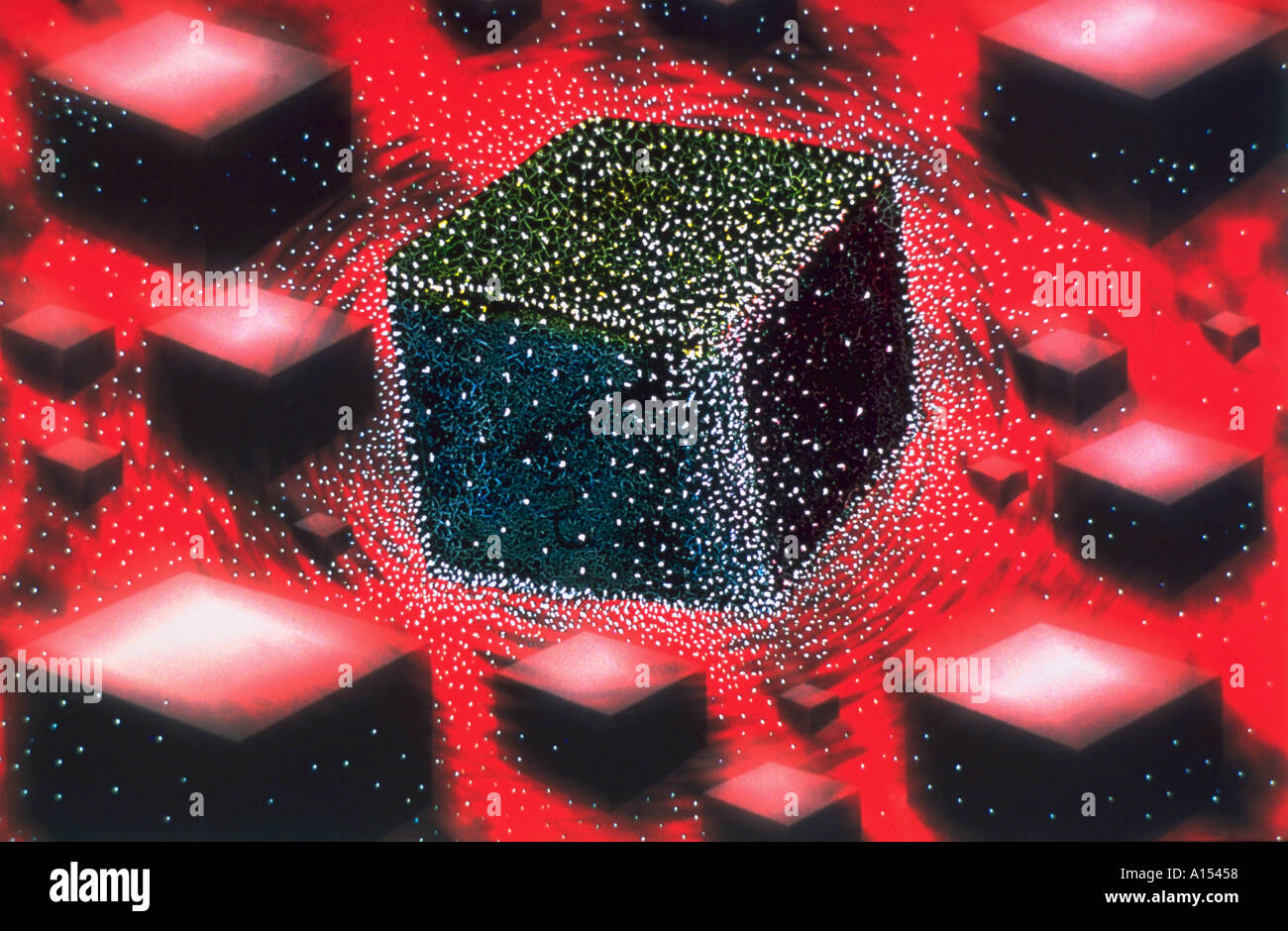 Computer generated illustration of a box that appears to be attracting ...