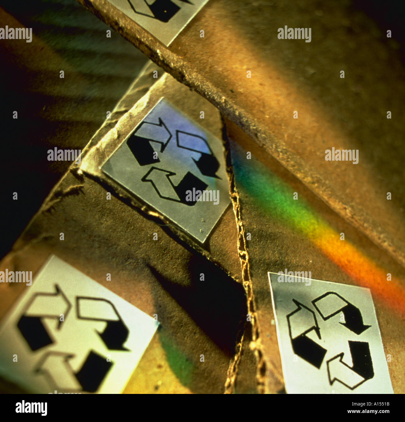 Close up of recycling labels on cardboard Stock Photo - Alamy