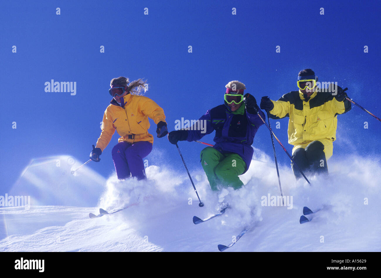 Three skiers in group hi-res stock photography and images - Alamy